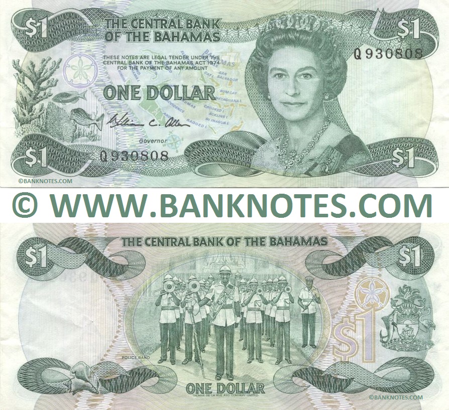 Bahamas 1 Dollar 1984 Bahamian Currency Banknotes Caribbean American
